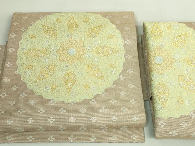 平和屋本店●極上　洛風林　工芸帯地　つけ帯　草花文　金銀糸　反端付き　逸品　DZAB2082kh6