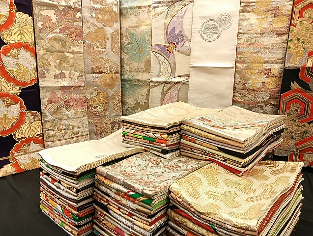 平和屋着物■袋帯 西陣 まとめて100点 鶴 孔雀 蝶 風景 花柄 正倉院 金銀糸 など 着用可能多数 未使用品あり 全て正絹 mmm064