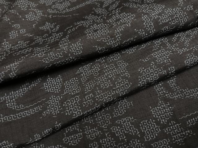 平和屋着物●結城紬　80亀甲　草花文　正絹　逸品　AABD5976ph