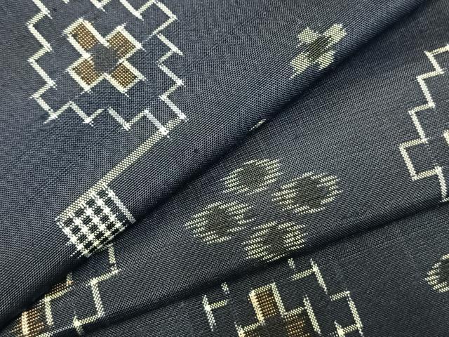 平和屋着物●本場琉球絣　紬　正絹　逸品　AABD0470fy