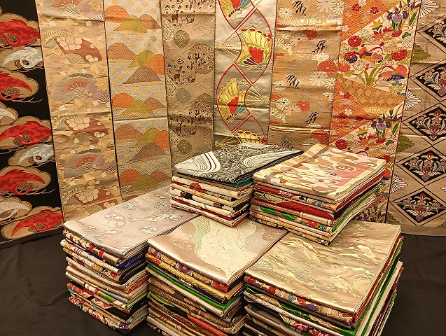 平和屋着物■袋帯 西陣 まとめて100点 鶴 孔雀 鴛鴦 鹿 蝶 更紗 花柄 七宝 正倉院 金銀糸 など 着用可能多数 未使用品あり 全て正絹 mmm077