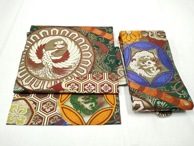 平和屋着物●アンティーク　大正ロマン　つけ帯　唐織　横笛鳳凰文　金糸　金糸　正絹　逸品　CABA4999hy