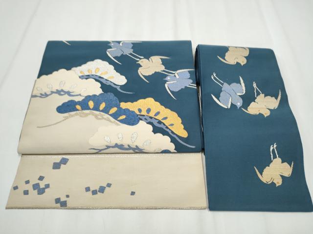 平和屋着物●爪掻き本綴れ　つけ帯　飛鳥松文　金銀糸　正絹　逸品　CABA4979hy