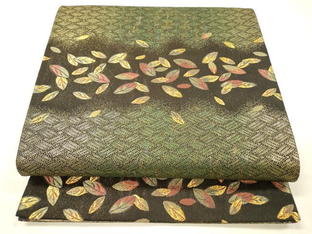 平和屋着物●染色作家　草野一騎　六通柄袋帯　唐織　舞葉文　金糸　正絹　逸品　DAAZ4341cm