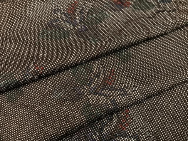 平和屋着物●本場大島紬　一元絣　枝花文　正絹　逸品　AABD5981ph