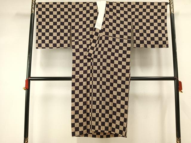 平和屋着物●長襦袢　無双仕立て　市松文様　正絹　逸品　AABD0642fy