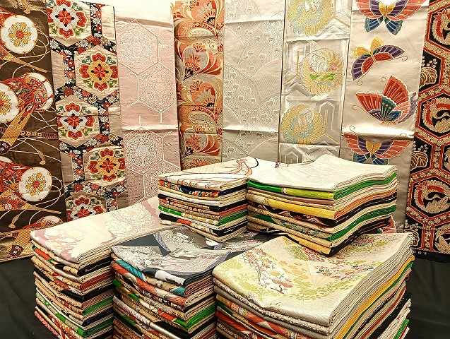 平和屋着物■袋帯 西陣 まとめて100点 鳳凰 鶴 孔雀羽 人物 蝶 更紗 花柄 宝相華 楽器 佐賀錦 金銀糸 など 未使用品あり 全て正絹 mmm082