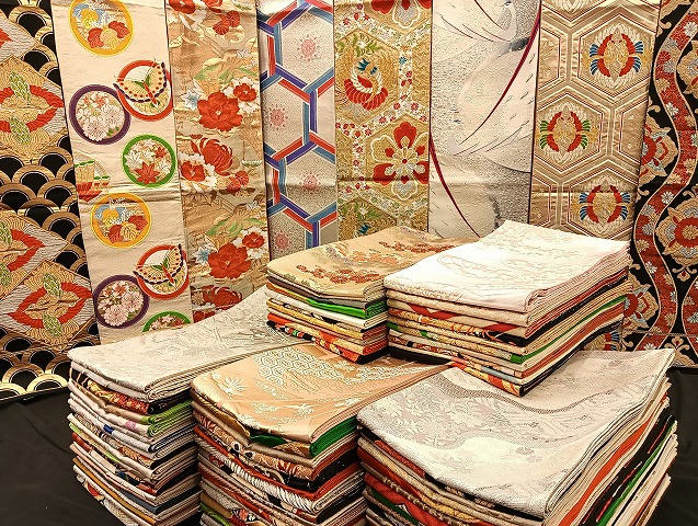 平和屋着物■袋帯 西陣 まとめて100点 鳳凰 向かい鶴 孔雀 人物 蝶 風景 花柄 宝相華 佐賀錦 金銀糸 など 未使用品あり 全て正絹 mmm078