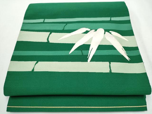 平和屋着物●爪掻き本綴れ　八寸名古屋帯　笹竹文　正絹　逸品　CABA5068hy