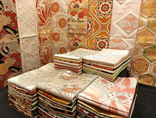 平和屋着物■袋帯 西陣 まとめて100点 鳳凰 向かい鶴 人物 蝶 風景 更紗 花柄 正倉院 佐賀錦 金銀糸 など 未使用品あり 全て正絹 mmm955