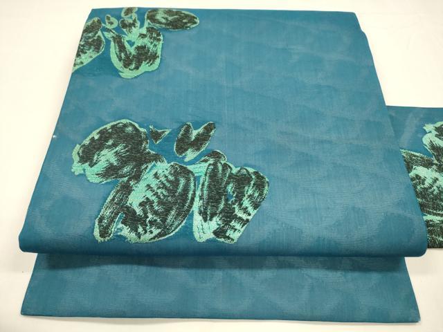 平和屋着物＊夏物　九寸名古屋帯　抽象文様　正絹　逸品　DABA0060cm