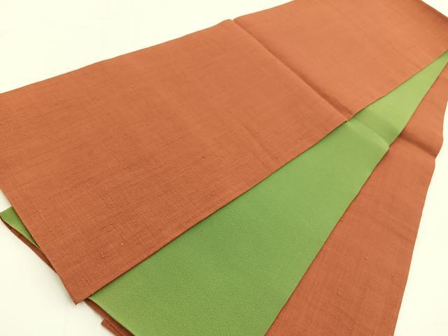 平和屋着物●両面　全通柄袋帯　結城紬地　色無地　肉桂色　正絹　逸品　未使用　BAAV7168yc