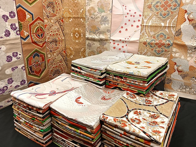 平和屋着物■袋帯 西陣 まとめて100点 鶴 孔雀 鴛鴦 尾長鳥 向かい蝶 更紗 花柄 七宝 正倉院 金銀糸 など 未使用品あり 全て正絹 mmm956