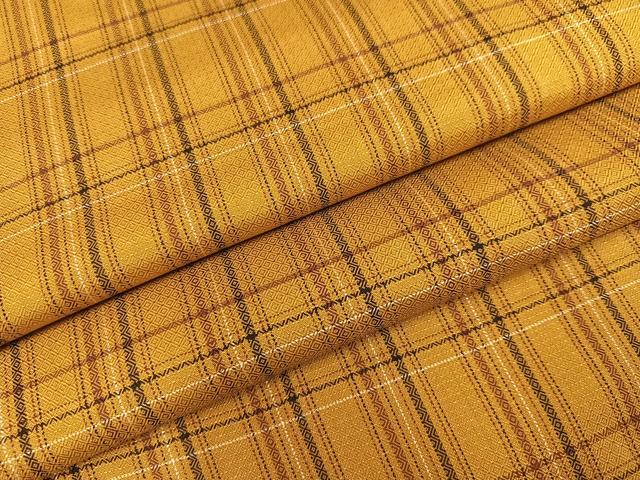 平和屋着物●本場黄八丈　まるまなこ　格子　正絹　逸品　AABD8866ph