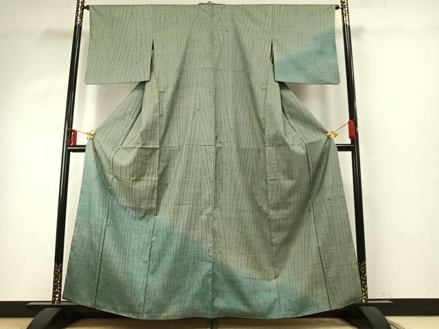 平和屋着物●本場大島紬　絞り　よろけ縞　暈し染め　正絹　逸品　AABD8558fy