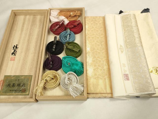 平和屋本店●極上　国際的伝統工芸作家　十二代・藤林徳扇　苑寿　帯締め11本・帯揚げ・重ね衿セット　共箱付き　逸品　DZAA11600kh6