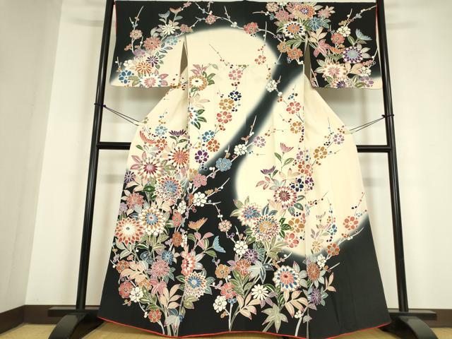 平和屋着物●訪問着　枝花文　暈し染め　正絹　逸品　DAAY9648az