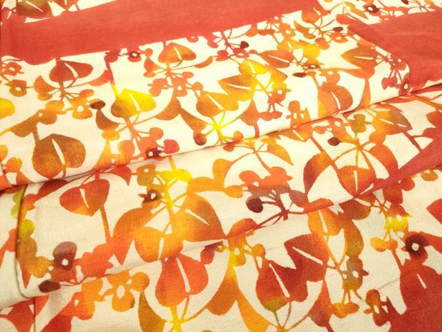 平和屋着物●上質な小紋　型染め　草花シルエット　正絹　逸品　DAAY9669az