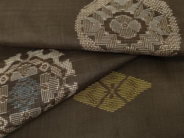 平和屋着物●本場大島紬　龍郷絣　正絹　逸品　AABE0015cs