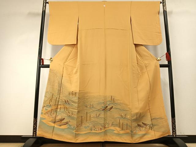 平和屋着物●豪華色留袖　寿光織　風景文　金銀糸　正絹　逸品　AABD8650fy