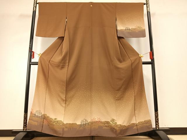 平和屋着物●訪問着　風景花文　暈し染め　金彩　正絹　逸品　AABD8667fy