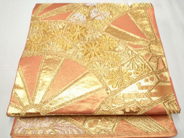 平和屋着物●西陣　川島織物　六通柄　本袋帯　源氏車花文　金銀糸　正絹　逸品　CABB0532hy