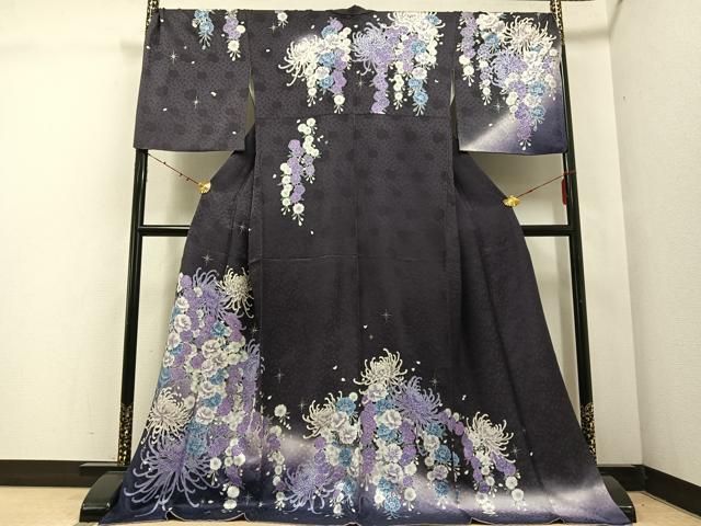 平和屋着物●訪問着　花尽くし　暈し染め　銀彩　ロング丈　洗える着物　AABE1245ph