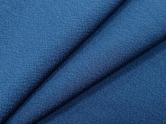 平和屋着物●上質な色無地　深縹色　鬼しぼ縮緬　正絹　逸品　CABA9636gh