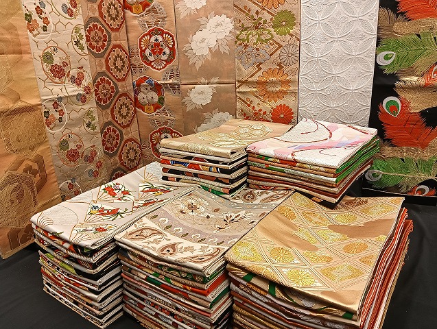 平和屋着物■袋帯 西陣 まとめて100点 向かい鶴 尾長鳥 鳥 孔雀羽 向かい蝶 更紗 七宝 正倉院 佐賀錦 金銀糸 未使用品あり 全て正絹 mmm982