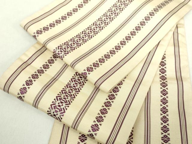 平和屋着物●本場筑前博多織　半幅帯　献上　正絹　逸品　DABA1368ps