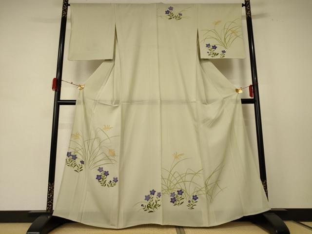 平和屋着物＊夏物　訪問着　絽　草花文　銀彩　正絹　逸品　AABE2664jd