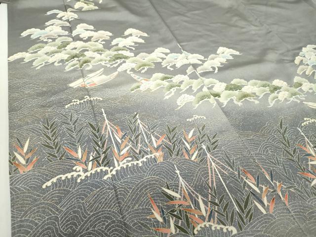 平和屋着物●訪問着　水辺風景　暈し染め　金彩　反端付き　正絹　逸品　未使用　DABA1540ps 平和屋着物○訪問着 水辺風景 暈し染め 金彩 反端付き 正絹 逸品 未