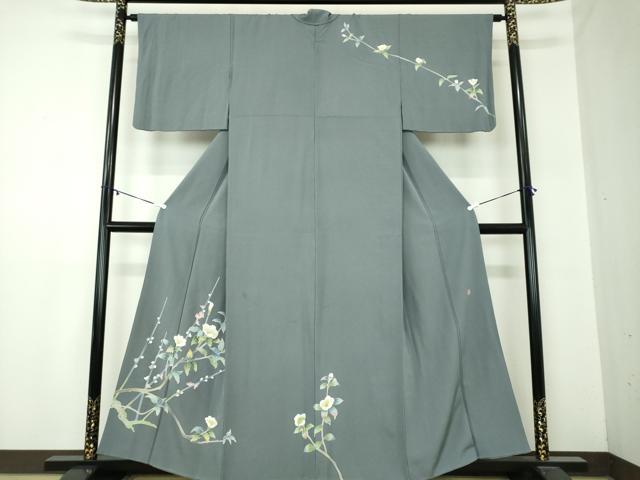 平和屋着物●訪問着　友禅　作家物　枝花文　正絹　逸品　DABA1536ps