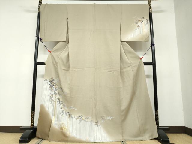 平和屋着物●訪問着　枝葉文　暈し染め　金銀彩　正絹　逸品　DAAZ7744ud