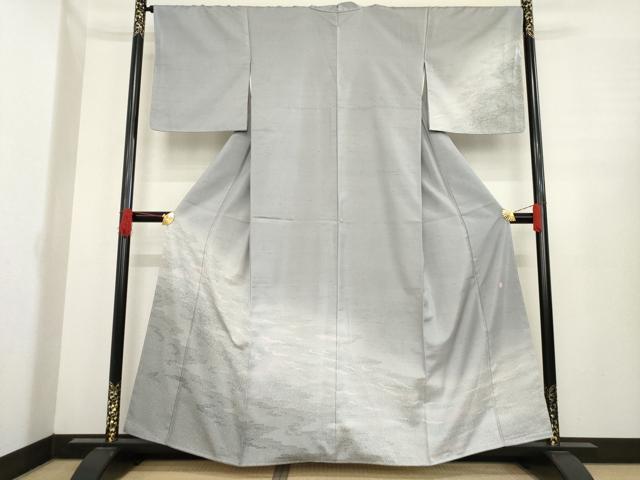 平和屋着物●石川県指定無形文化財　牛首紬　白山工房　手織り　訪問着　さざ波　暈し染め　正絹　逸品　AABE4412ck