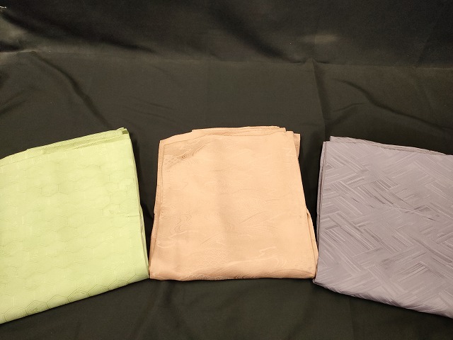 平和屋本店■色無地 まとめて 3点 花柄 立波 亀甲 青海波 地紋 など 着用可能多数 全て正絹 ppp3230