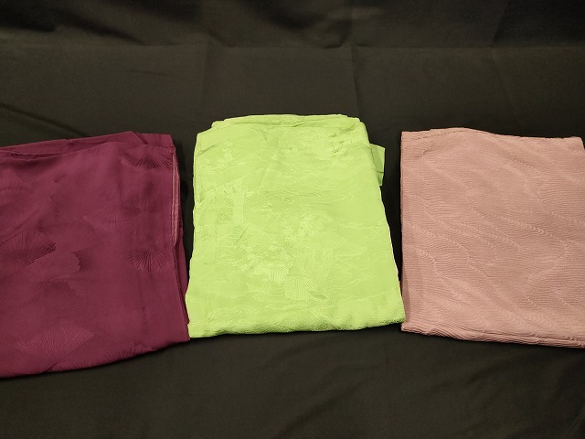 平和屋本店■色無地 まとめて 3点 花柄 さざ波 地紋 など 着用可能多数 全て正絹 ppp3260