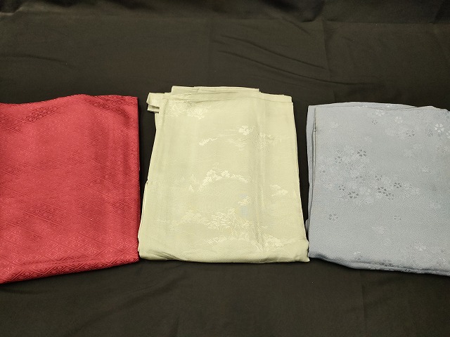 平和屋本店■色無地 まとめて 3点 風景 花柄 花菱 地紋 など 着用可能多数 全て正絹 ppp3261