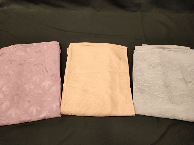 平和屋本店■色無地 まとめて 3点 桐 さざ波 青海波 地紋 など 着用可能多数 未使用品あり 全て正絹 ppp3285