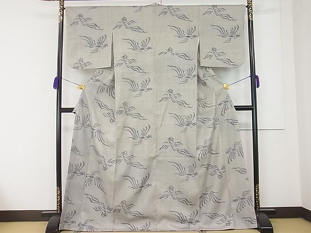 平和屋本店■極上 浦野理一 経節紬 鳳凰 逸品3s20701