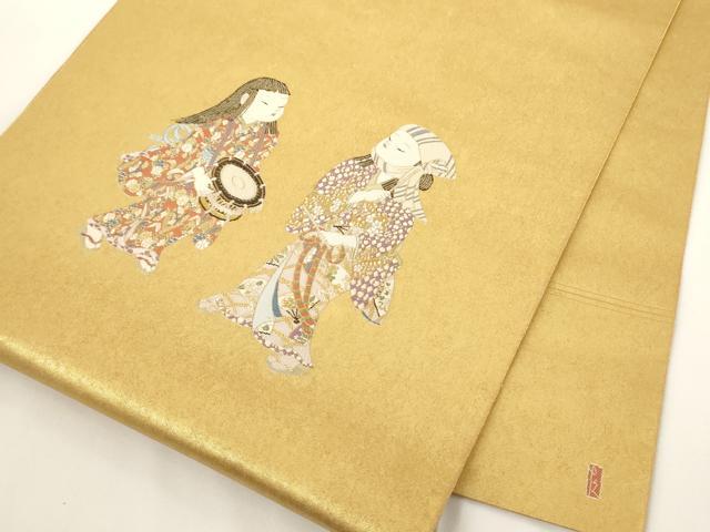 平和屋着物●西陣 長嶋成織物 ながしま帯　加賀友禅の巨匠　初代　由水十久　瀞金錦　太鼓柄袋帯　はやし　本金箔　正絹 逸品 AAAN3775az