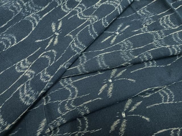 平和屋着物▽久留米絣　単衣　綿　とんぼ　蜻蛉　逸品　AAAO4168np