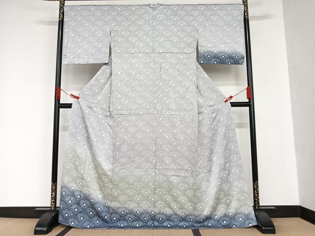 平和屋着物●訪問着　総絞り　青海波　暈し染め　ロング丈　正絹　逸品　未使用　AAAQ0479np