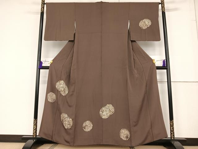 平和屋着物●訪問着　友禅　刺繍　松丸文　金糸　正絹　逸品　AAAQ0649np