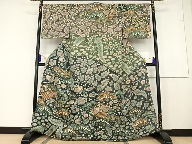 平和屋着物●訪問着　辻が花　絞り　金通し地　正絹　逸品　AAAQ0657np