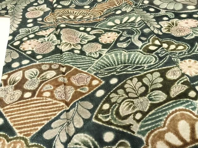 平和屋着物○訪問着 辻が花 絞り 金通し地 正絹 逸品 AAAQ0657np