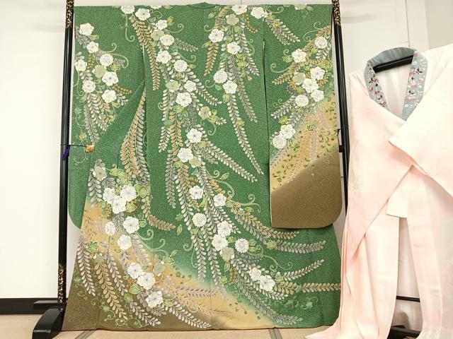 平和屋着物●豪華振袖・長襦袢セット（袷）辻が花　暈し染め　金彩　正絹　逸品　AAAQ0662np