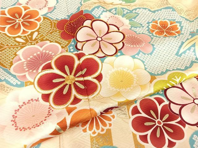 平和屋着物○豪華振袖 駒刺繍 雲取り草花文 金彩 正絹 逸品 AAAQ0760np