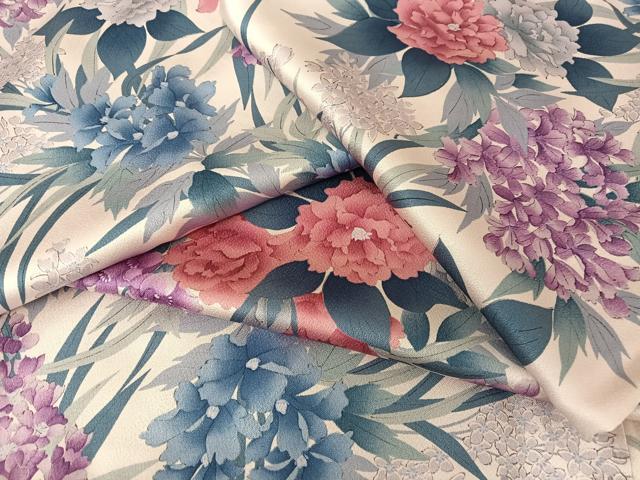 平和屋着物●上質な小紋　花柄　正絹　逸品　AAAQ0770np