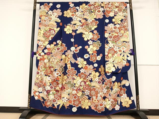 平和屋着物●豪華振袖　駒刺繍　松竹梅桜鞠文　金彩　正絹　逸品　AAAQ0771np